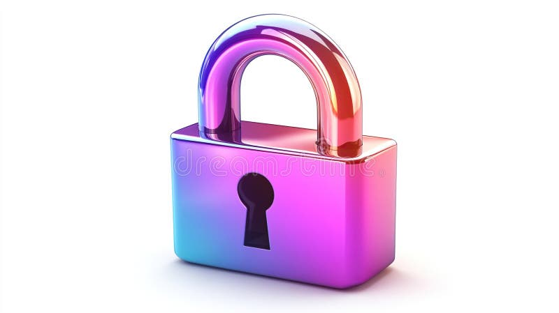 Colorful Padlock Security Digital Icon White Background Stock ...