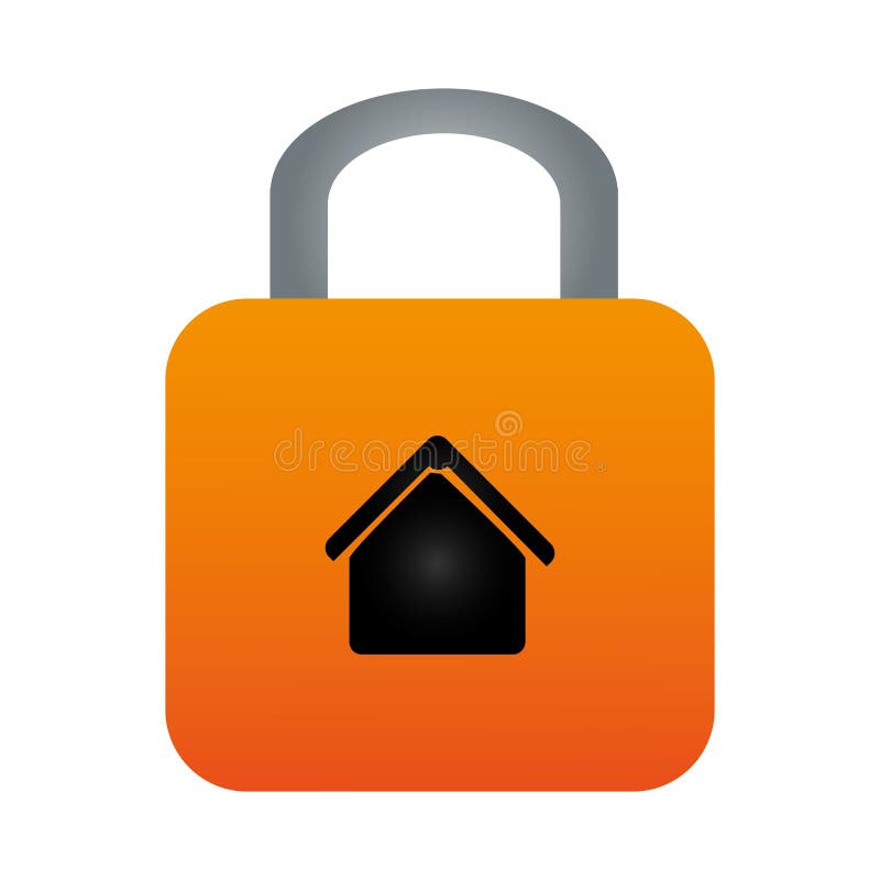 Colorful Padlock with Silhouette House Inside Stock Vector ...
