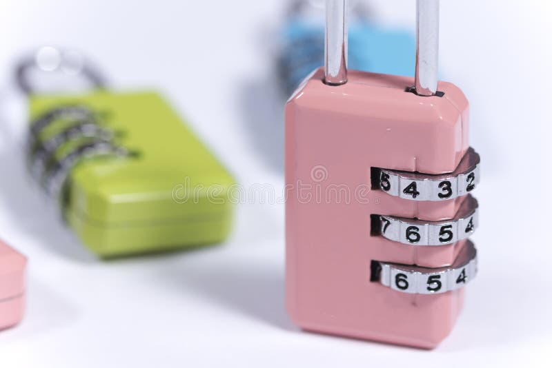 Colorful Padlocks with Numerical Code for Locking Stock Image - Image ...