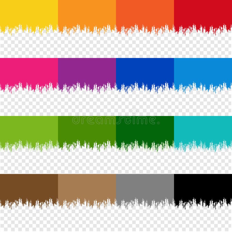 Colorful Paint Border Set with Isolated Transparent Background Stock ...