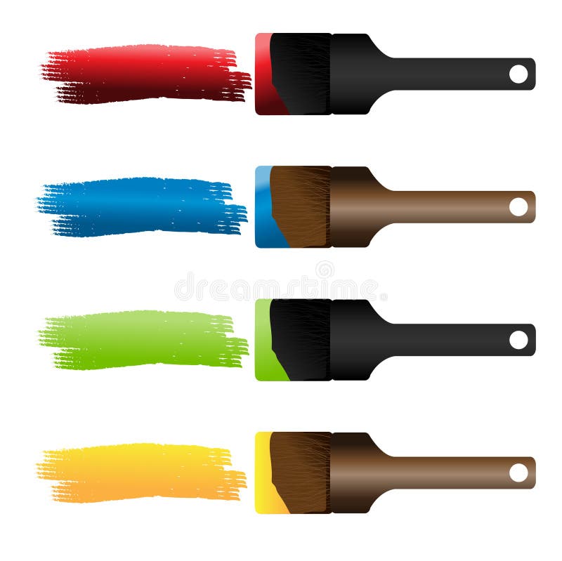Colorful Paint Brush Isolated on White Stock Vector - Illustration of ...