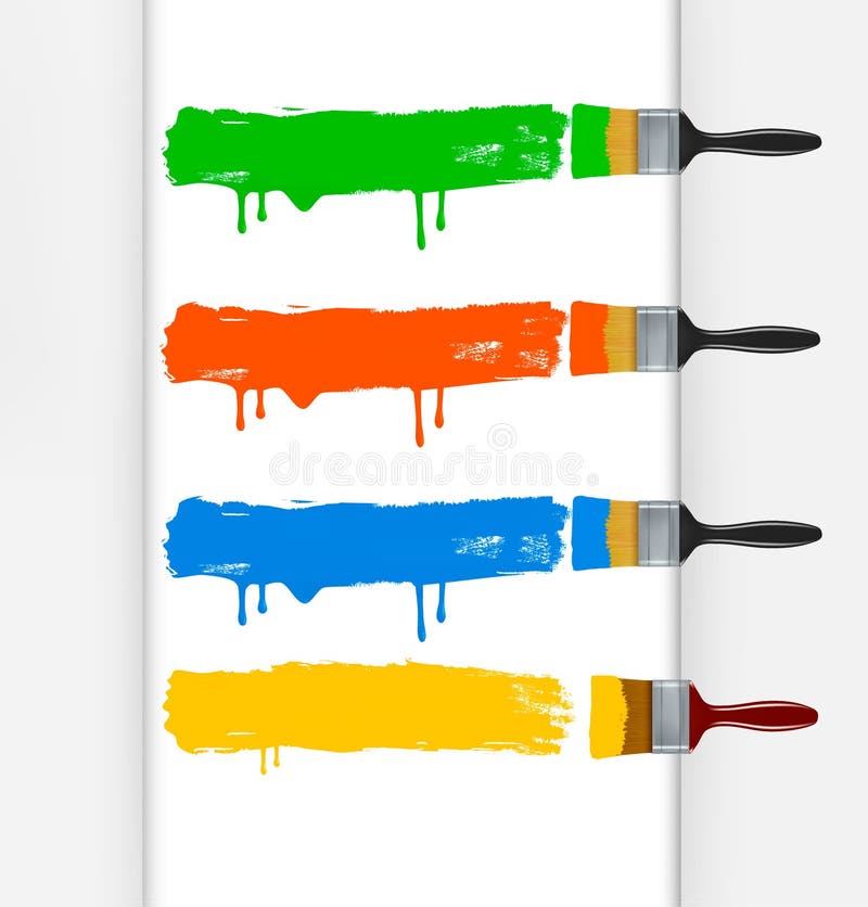 Colorful Paint Brushes Leaving a Horizontal Trail. Stock Vector ...