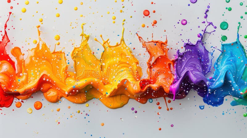 Artistic Burst: Colorful Paint and Bubble Splash on White Background ...
