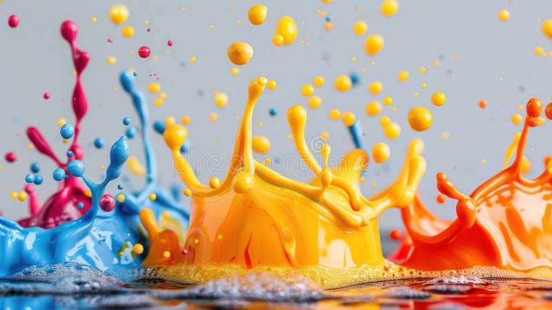 Artistic Burst: Colorful Paint and Bubble Splash on White Background ...