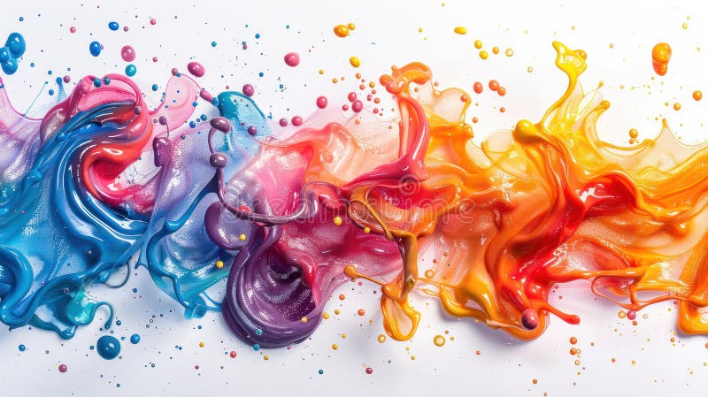 Artistic Burst: Colorful Paint and Bubble Splash on White Background ...
