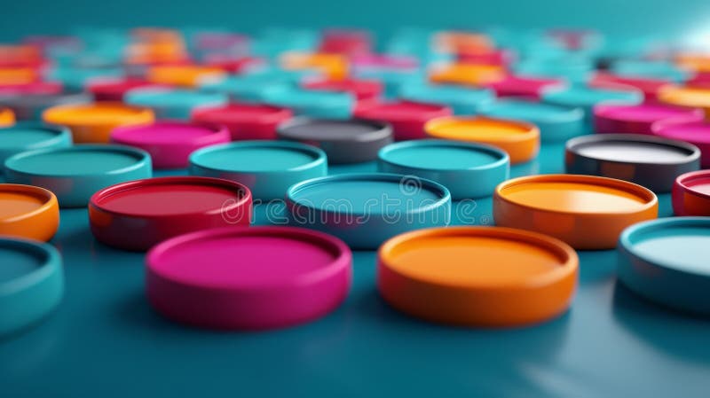 Colorful Paint Can Lids Arranged in Pattern Stock Illustration ...