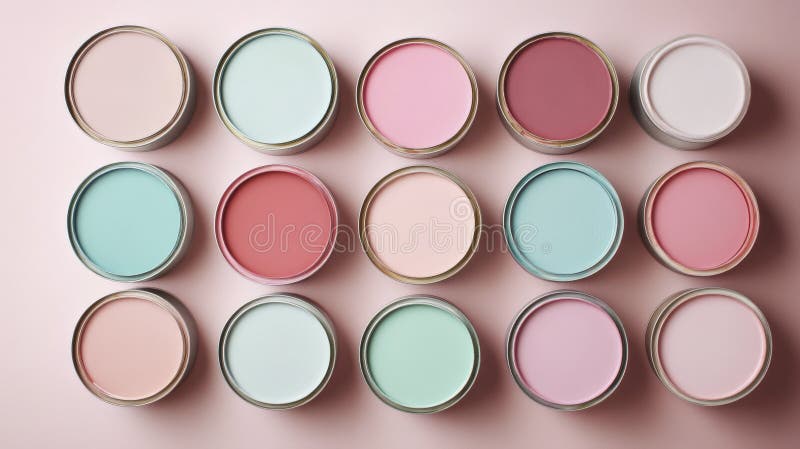 Colorful Paint Cans Arranged in a Floral Pattern Stock Illustration ...