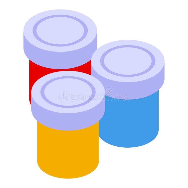 Colorful Paint Cans Closed with Lids Isometric Icon Stock Illustration ...