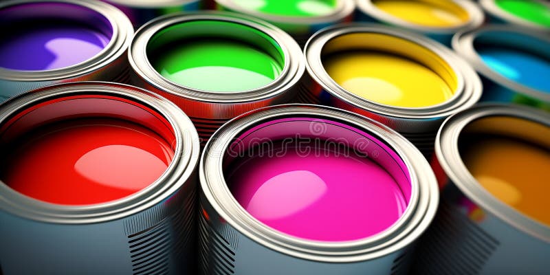 Colorful Paint Cans Closeup Stock Illustration - Illustration of paint ...