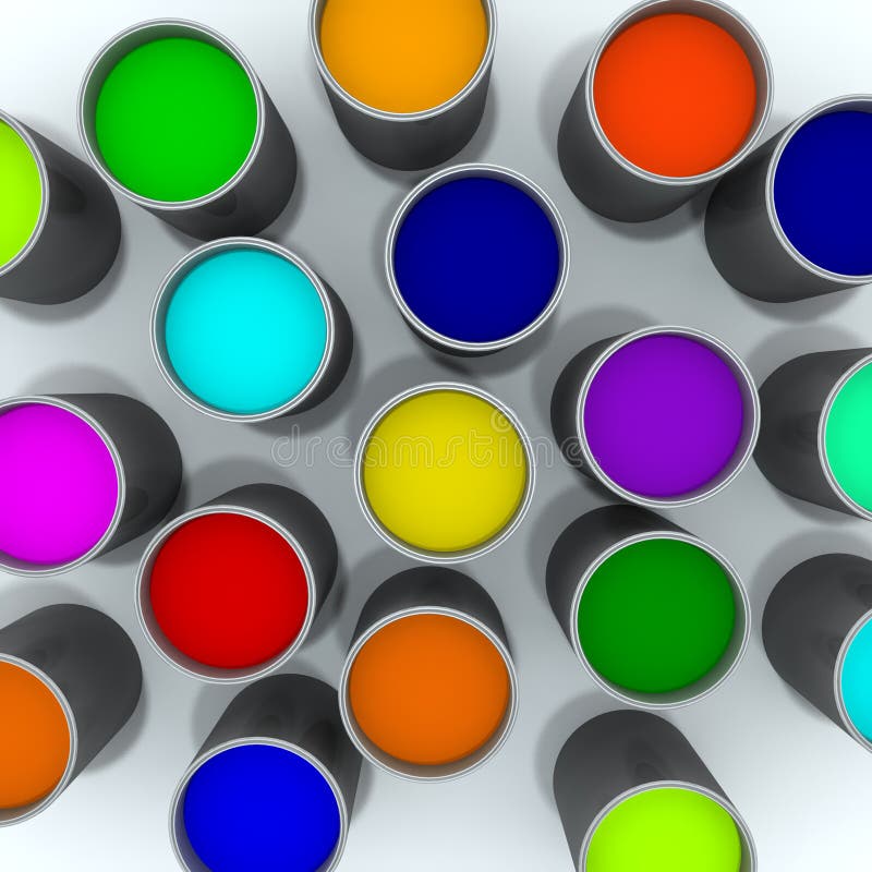 Paint cans color palette, stock image. Image of view - 49130597