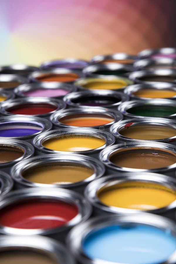 Colorful paint cans set stock photo. Image of frame - 115431906