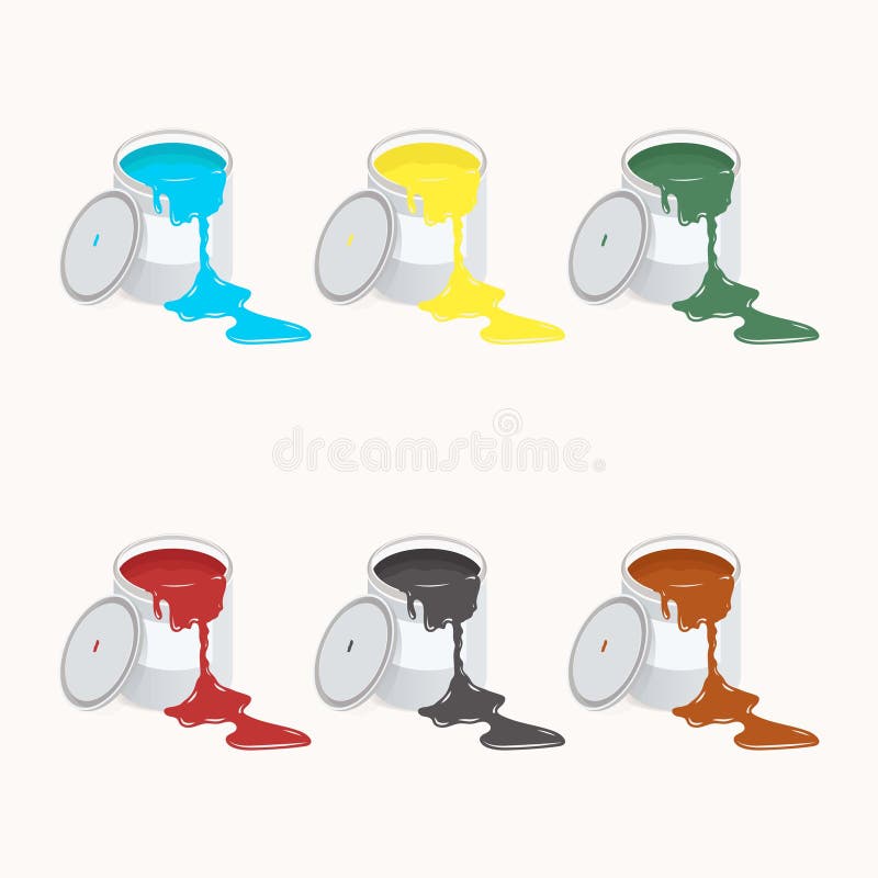 Colorful Paint Cans Spilled Illustration Stock Vector - Illustration of ...