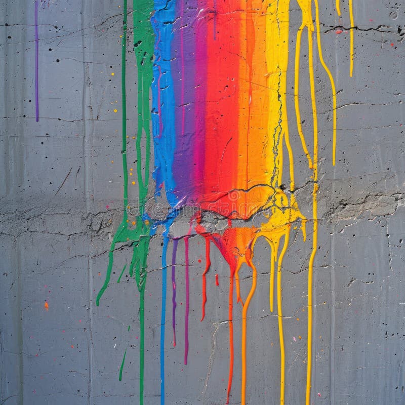 Colorful Paint Dripping on a Concrete Wall Stock Illustration ...
