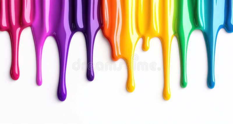 Colorful Paint Dripping on White Background Stock Illustration ...