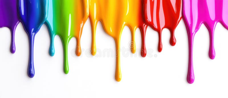 Colorful Paint Dripping on White Background Stock Illustration ...