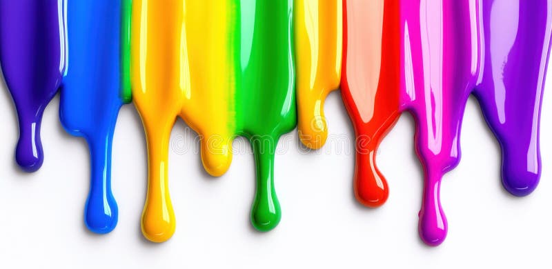 Colorful Paint Dripping on White Background Stock Illustration ...