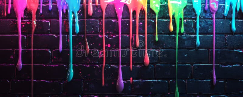 Brick Wall Paint Drip Wallpaper