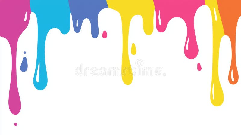 Colorful Paint Drips Flowing Down a White Wall Create a Vibrant ...