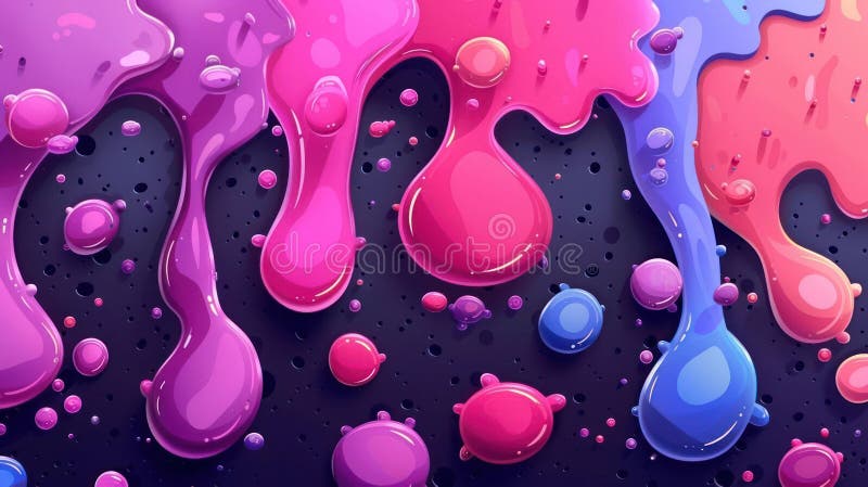 Colorful Paint Drips and Splatters on a Dark Background, Creating an ...