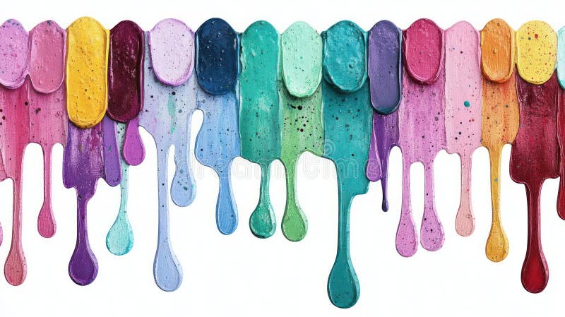 Colorful Paint Drips in Various Shades Create a Vibrant and Artistic ...