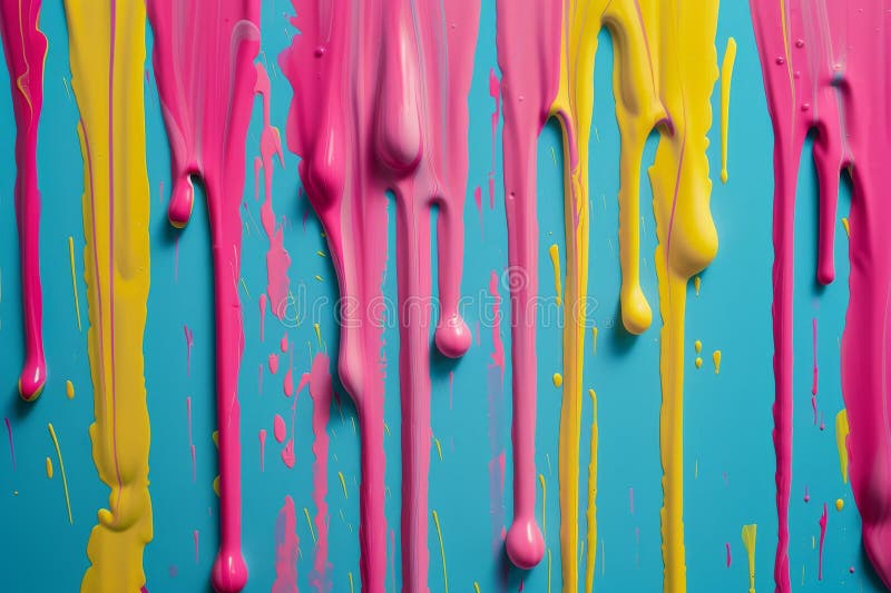 Colorful Paint Drips on a Vibrant Blue Background Stock Illustration ...