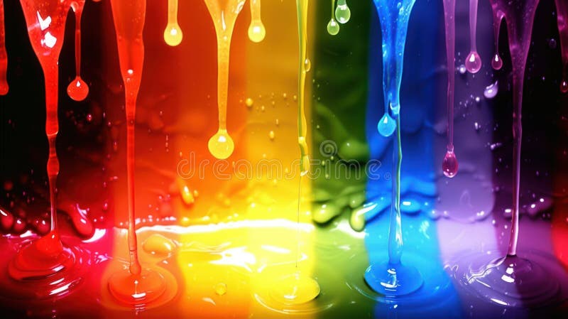 Colorful Paint Drips in a Vibrant Spectrum, Creating a Visually ...