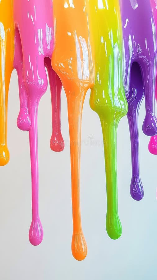 Colorful Paint Drips on White Background, Abstract Art Concept Stock ...