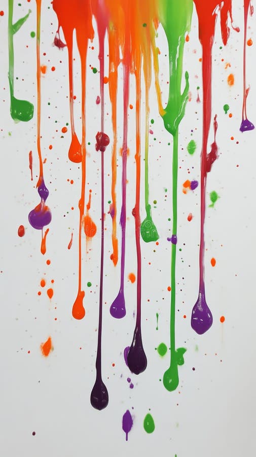 Colorful Paint Drips on White Background, Abstract Art and Creativity ...