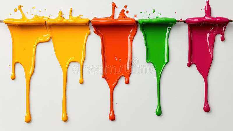 Colorful Paint Drips on a White Isolate Background Vibrant and Artistic ...
