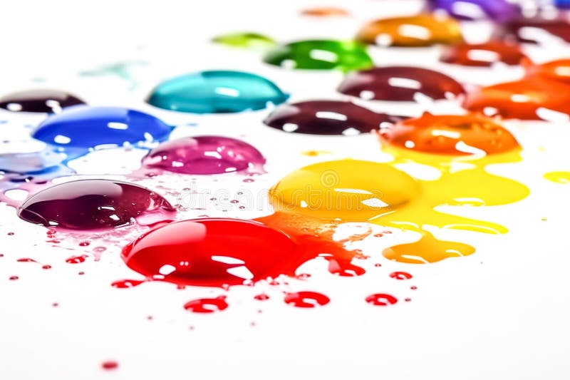 Colorful Paint Drops Isolated on a White Background. Generative AI ...