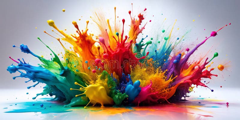 Colorful Paint Explosion, Abstract Art, Liquid Splash, Dynamic, Visual ...