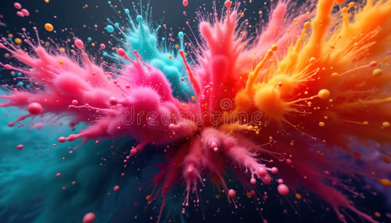Colorful Paint Explosion Abstract Background. Dynamic Vibrant Colours ...