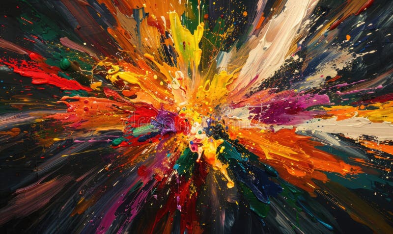 Colorful Paint Explosion on Black Background Stock Photo - Image of ...