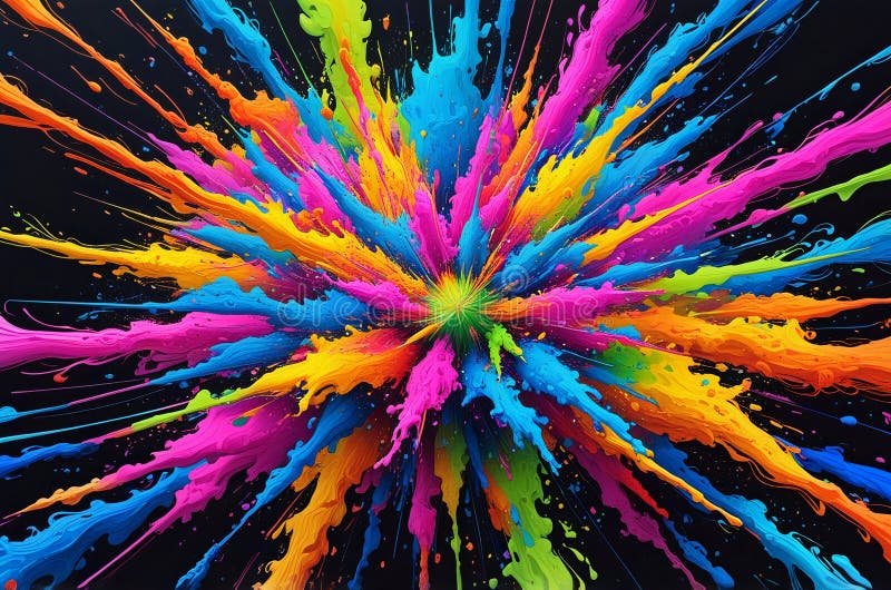 Colorful Paint Explosion on Black Background â€ Abstract Splash Art ...