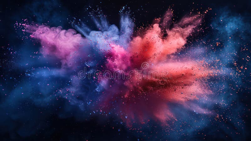 Colorful Paint Explosion on Black Background: Multicolored Powder Burst ...