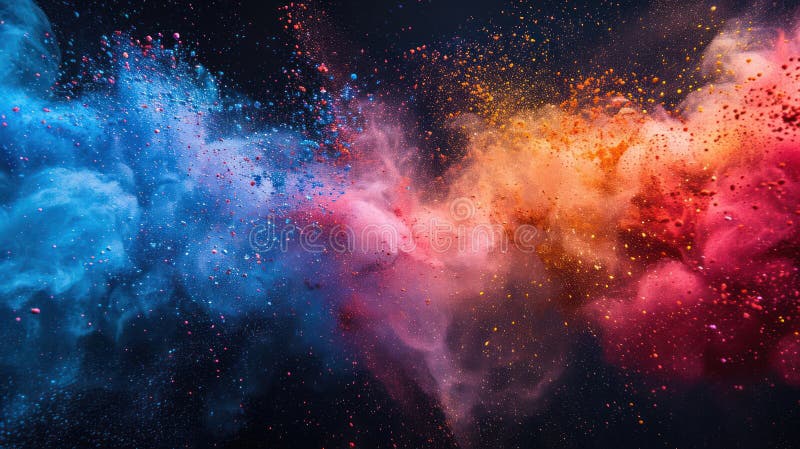 Colorful Paint Explosion on Black Background - Multicolored Powder ...