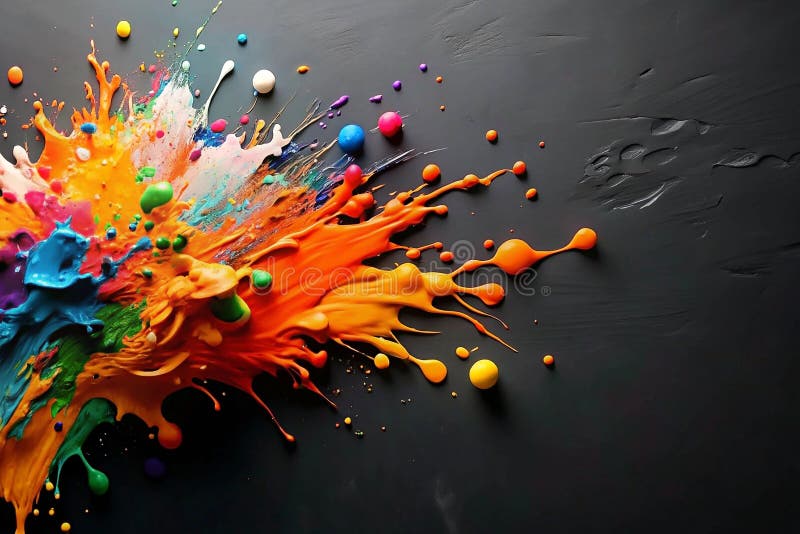 Colorful Paint Explosion on Dark Textured Surface Stock Illustration ...