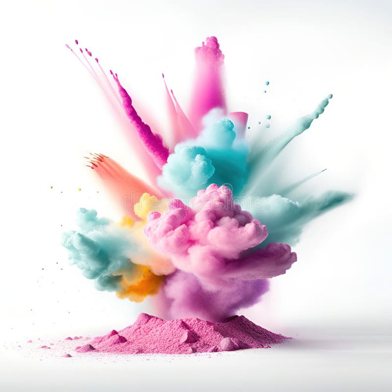 Colorful Paint Explosion Isolated on White Background. Stock ...