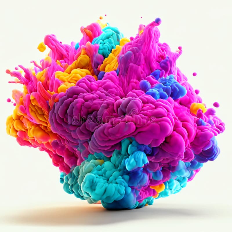 Colorful Paint Explosion Isolated on White Background. 3d Rendering ...