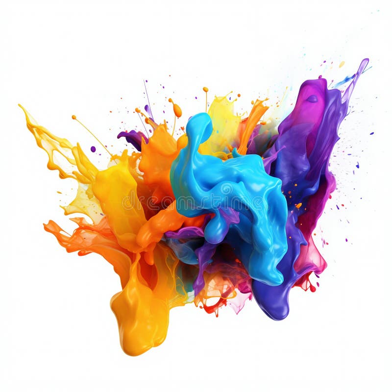 Colorful Paint Explosion Isolated on White. Generative Ai Stock Photo ...