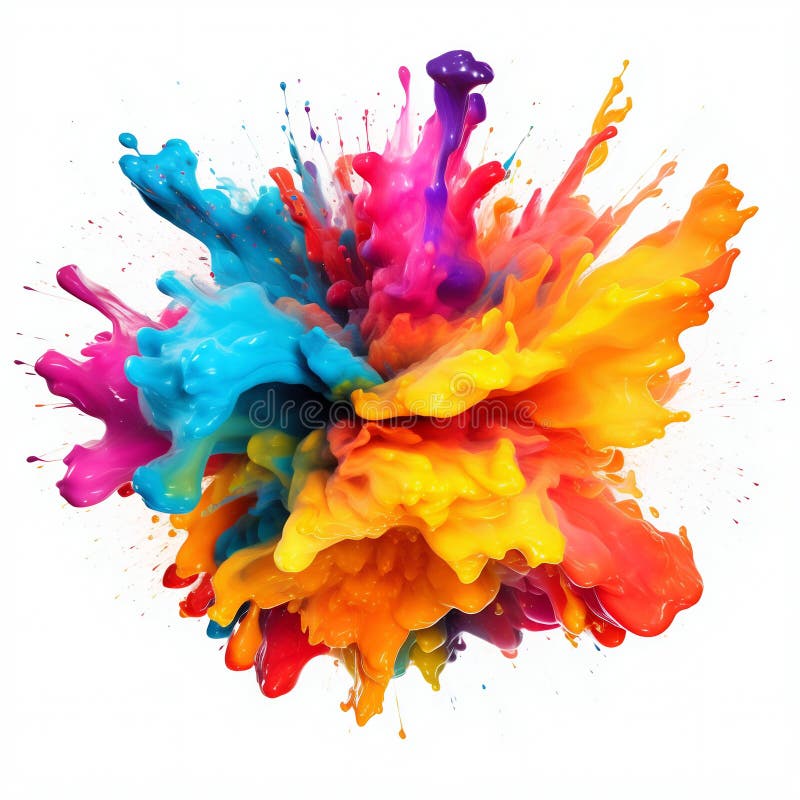 Colorful Paint Explosion Isolated on White. Generative Ai Stock ...