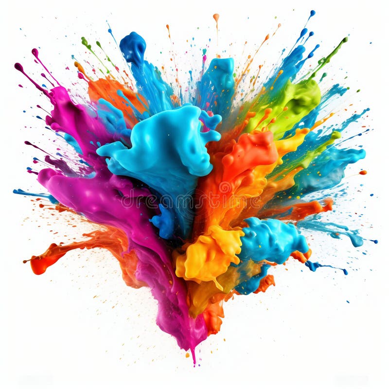 Colorful Paint Explosion Isolated on White. Generative Ai Stock ...