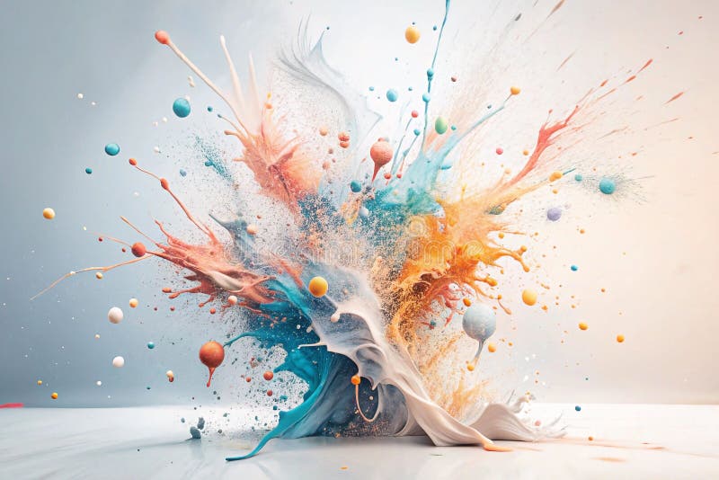 Colorful Paint Explosion Studio Shot Stock Illustration - Illustration ...