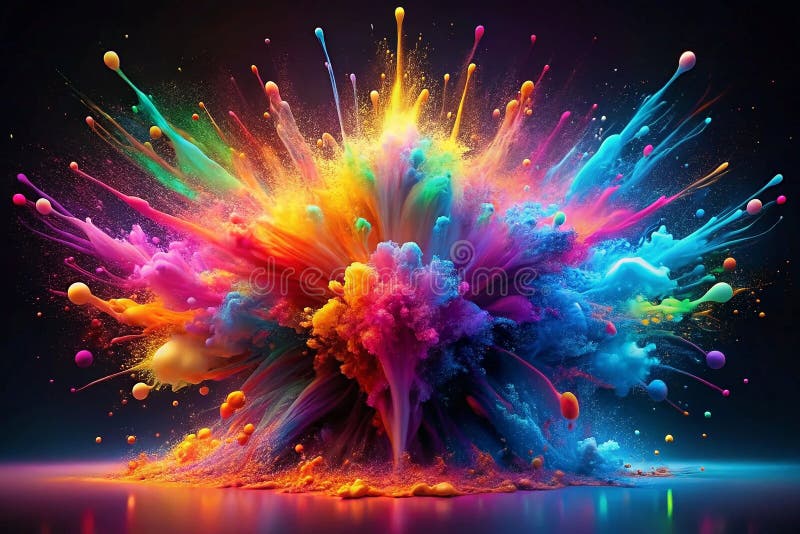 Colorful Paint Explosion Studio Shot Vibrant Colors Burst Stock ...