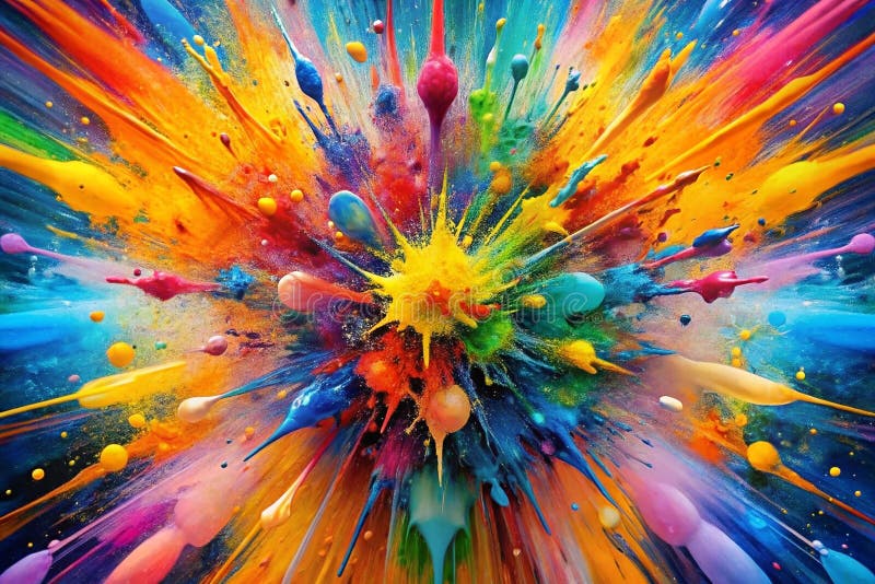 Colorful Paint Explosion, Vibrant, Abstract, Studio Stock Illustration ...
