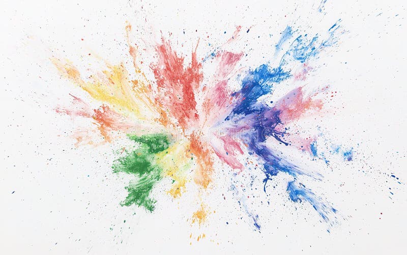 Colorful Paint Explosion on White Background Showcasing Vibrant ...