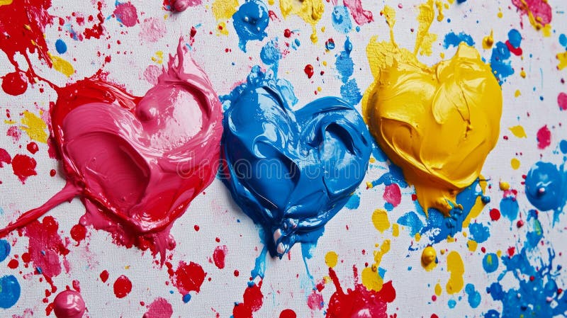 Colorful Paint Hearts Abstract Art Stock Illustration - Illustration of ...