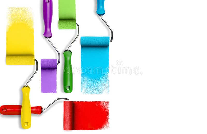 Colorful Paint Rollers and Strokes. Paint Roller Brush Set. Stock Image ...