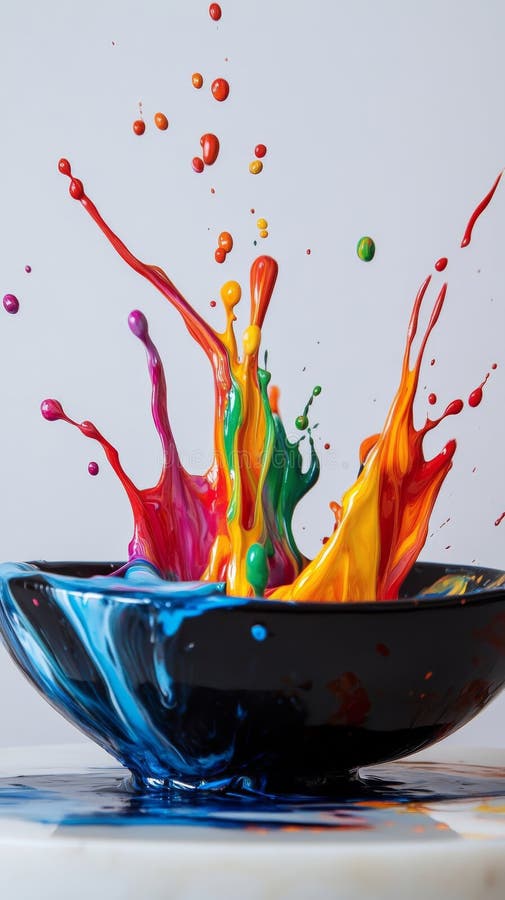 Vibrant Paint Splash Mixing Bowl Ai Generated Colorful Art Stock Photos ...