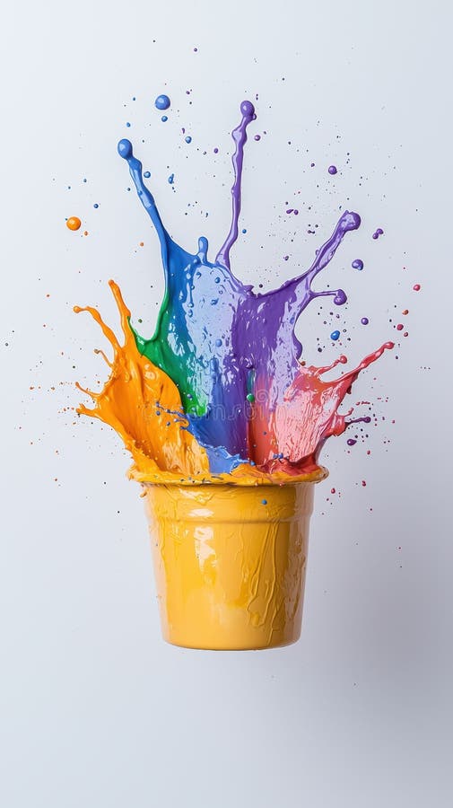 Colorful Paint Splash in a Bucket Stock Illustration - Illustration of ...